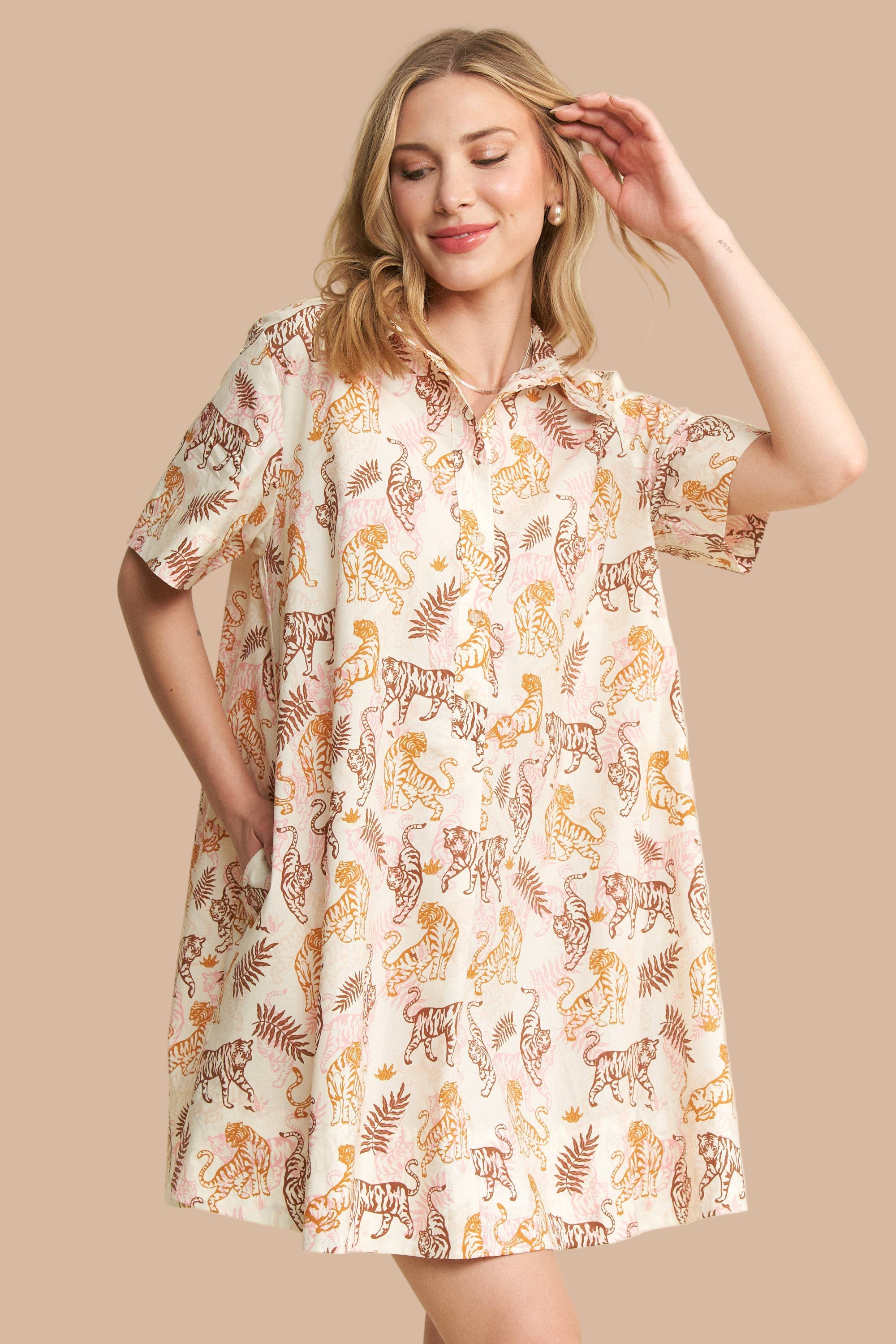 Ivory Tiger Print Dress – la Canvas Boutique